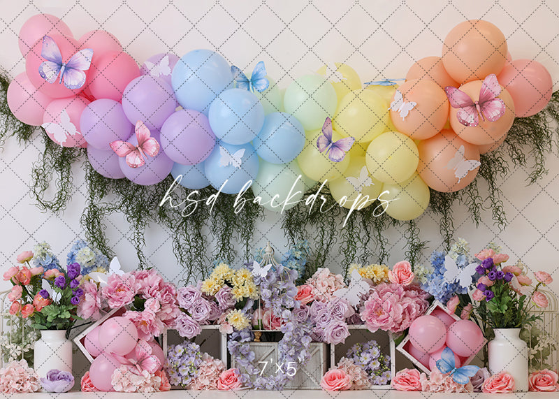 Butterfly Theme Birthday Cake Smash Photo Backdrop