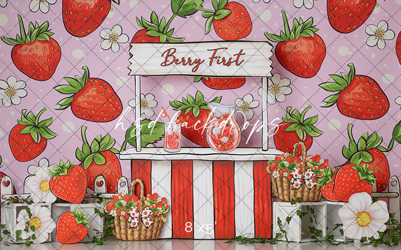 Berry First Birthday Cake Smash Photography Backdrop Strawberry Theme