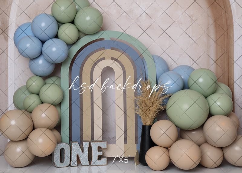 Boho Boy Arch Birthday Cake Smash Backdrop for Photography