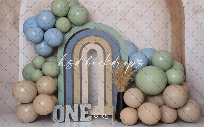 Boho Boy Arch Birthday Cake Smash Backdrop for Photography