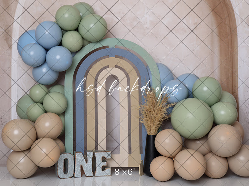 Boho Boy Arch Birthday Cake Smash Backdrop for Photography