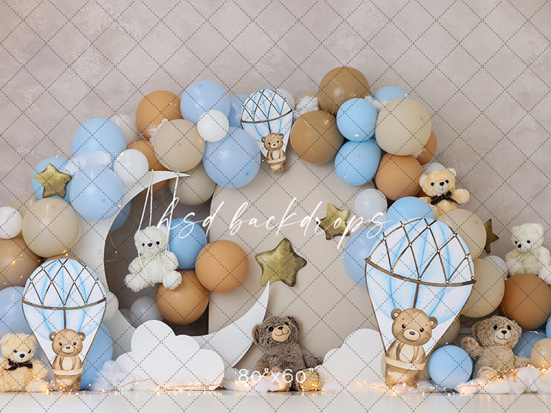 Teddy Bear Birthday Balloon Cake Smash Backdrop for Photography – HSD ...