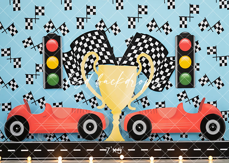 Race Car Theme Birthday Cake Smash Photo Backdrop