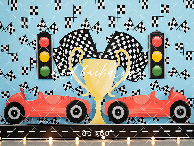 Race Car Theme Birthday Cake Smash Photo Backdrop