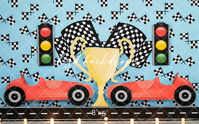 Race Car Theme Birthday Cake Smash Photo Backdrop