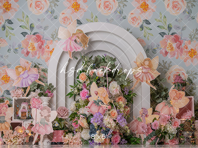 Fairy Garden Cake Smash Birthday Photography Backdrop