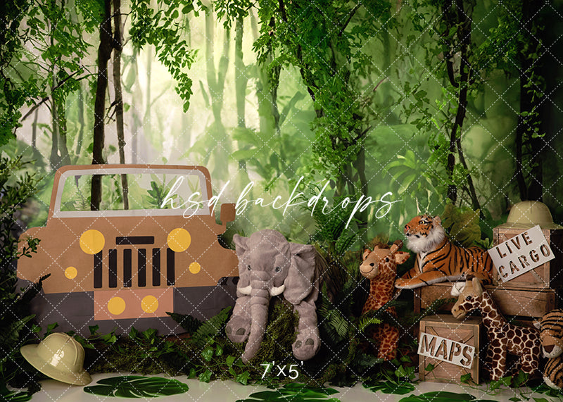 Safari Wild One Birthday Backdrop for Cake Smash Photoshoot