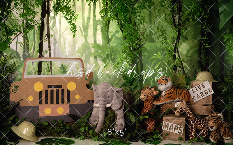 Safari Wild One Birthday Backdrop for Cake Smash Photoshoot