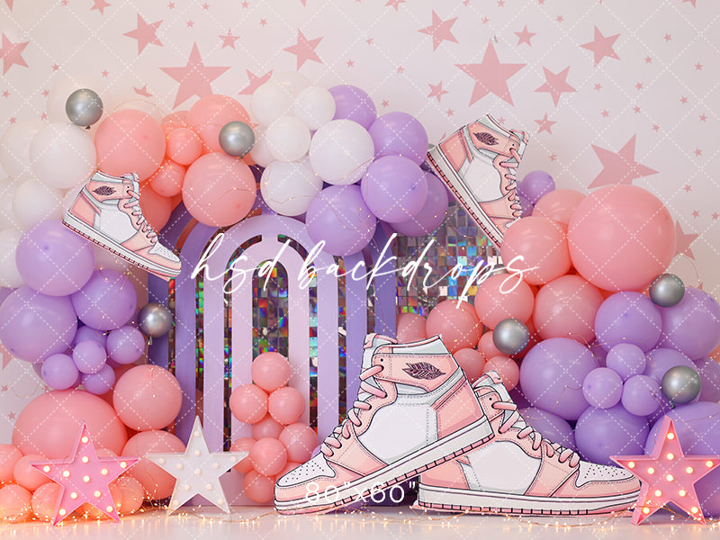 Sporty Shoes Birthday Cake Smash Photo Backdrop for Girls – HSD ...