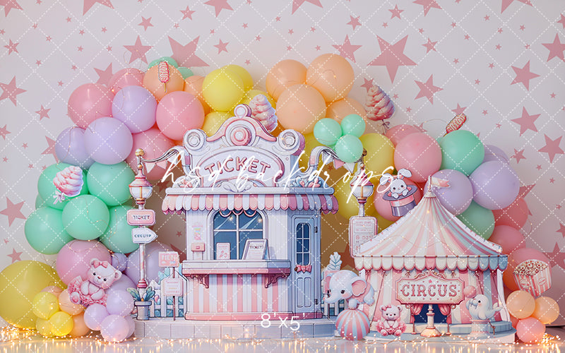 Girls Circus Carnival Cake Smash Birthday Backdrop for Photography