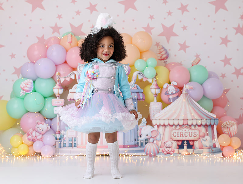 Girls Circus Carnival Cake Smash Birthday Backdrop for Photography