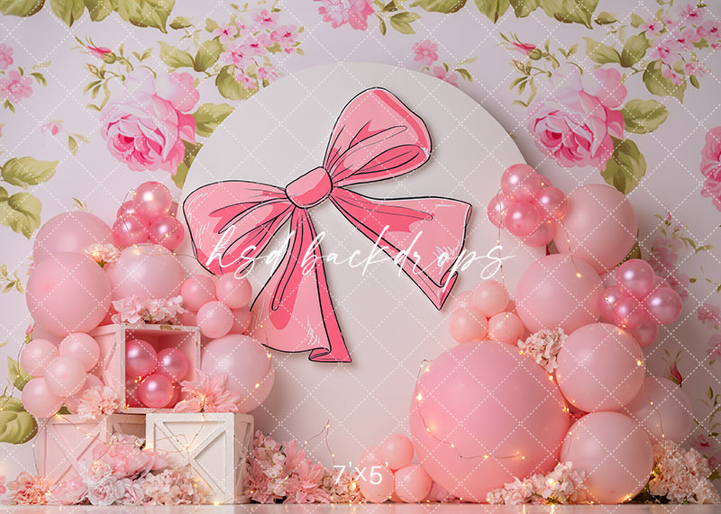 Pretty in Pink Girls Cake Smash Birthday Photo Backdrop