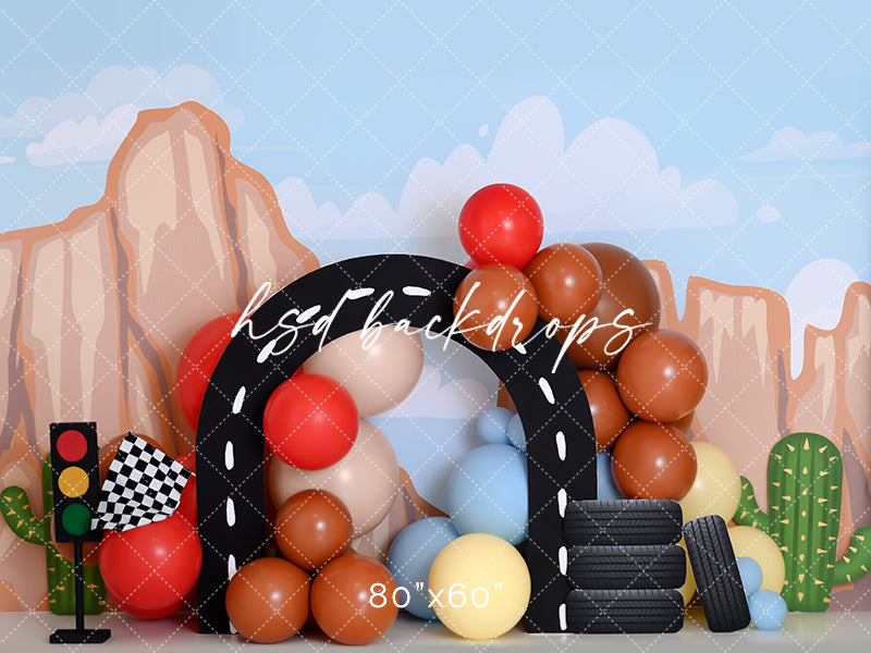 Road Race Birthday Cake Smash Photography Backdrop for Boys – HSD ...
