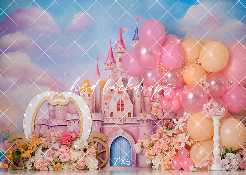 Princess Castle Girls Cake Smash Birthday Photography Backdrop