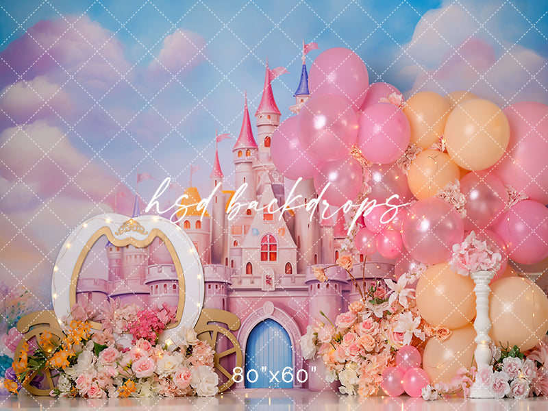 Princess Castle Girls Cake Smash Birthday Photography Backdrop