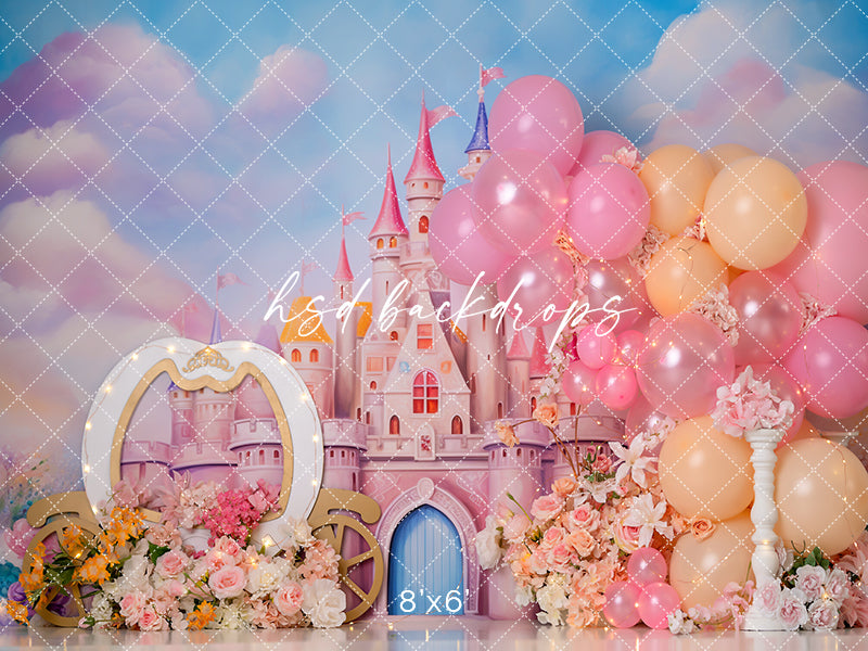Princess Castle Girls Cake Smash Birthday Photography Backdrop