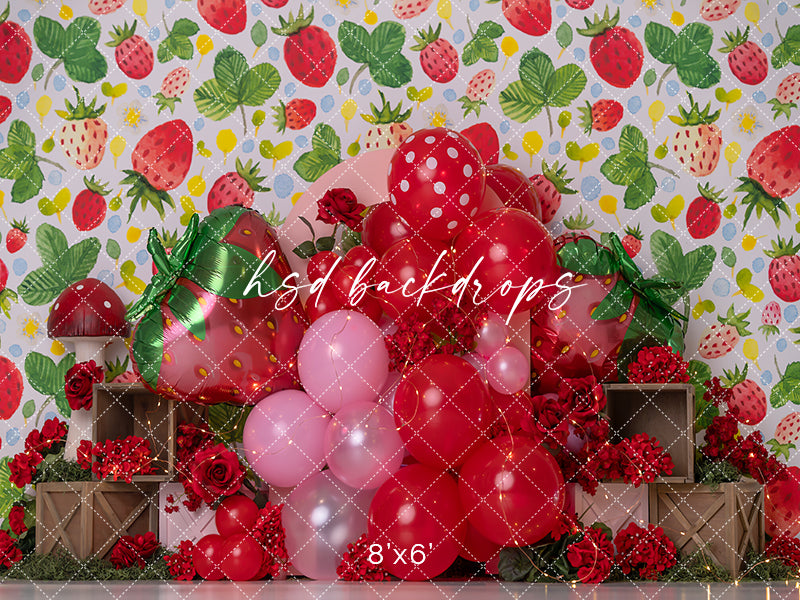 Berry Sweet Set Up Girls Cake Smash Birthday Photo Backdrop