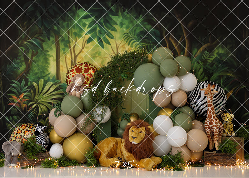 In to the Wild One Balloon Cake Smash Backdrop for Photography