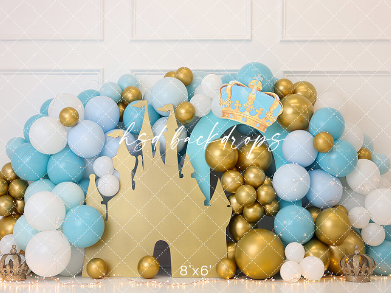 Royal One Prince Birthday Balloon Cake Smash Backdrop for Photography