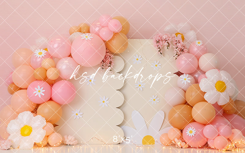 Daisy Love Girls Birthday Balloon Cake Smash Backdrop for Photography
