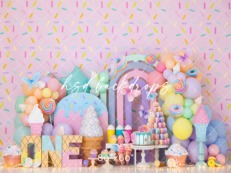 Candy Sweet One Cake Smash Birthday Backdrop for Photography