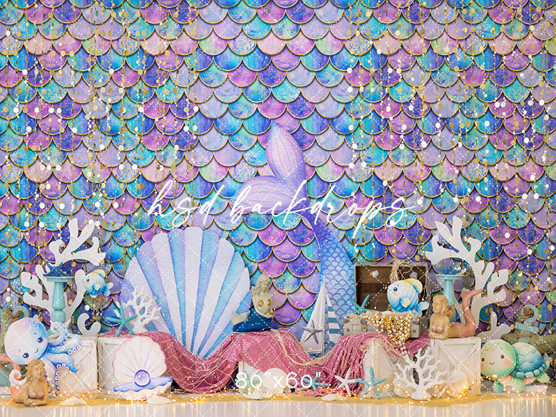 Under the Sea Mermaid Cake Smash Birthday Backdrop for Photography ...