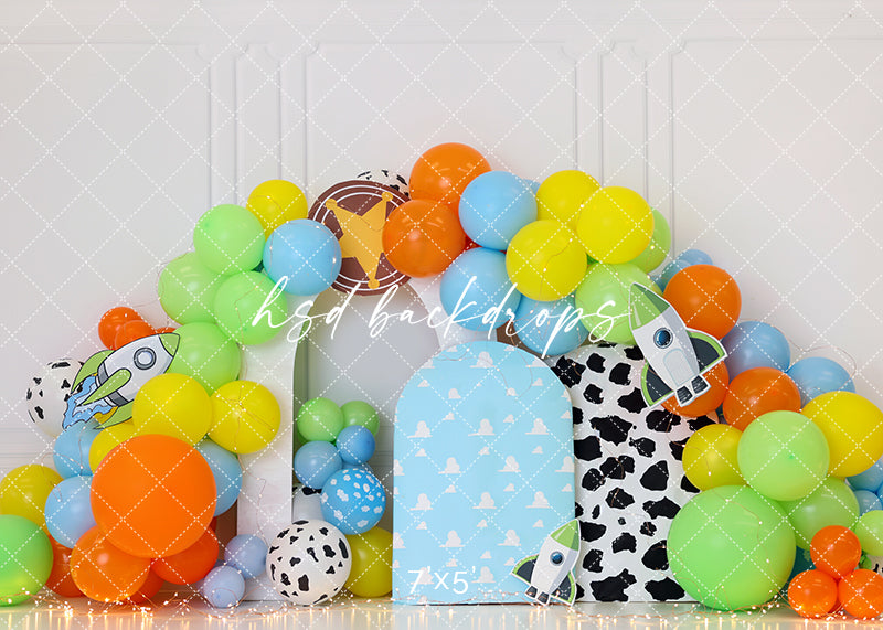 Toy Story Time Cake Smash Birthday Backdrop for Photography