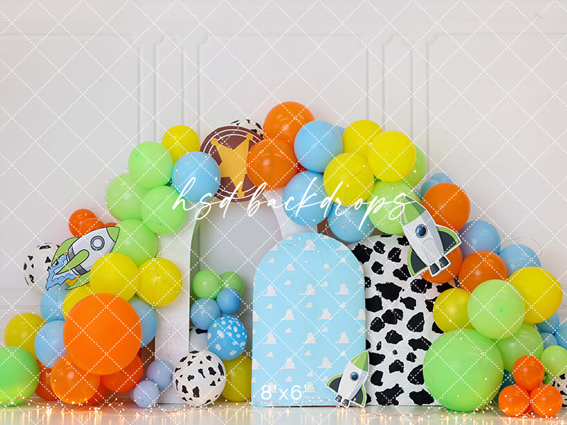 Toy Story Time Cake Smash Birthday Backdrop for Photography