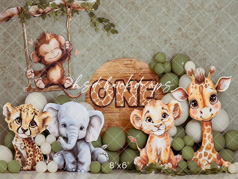 Safari Wild One Birthday Cake Smash Photoshoot Backdrop