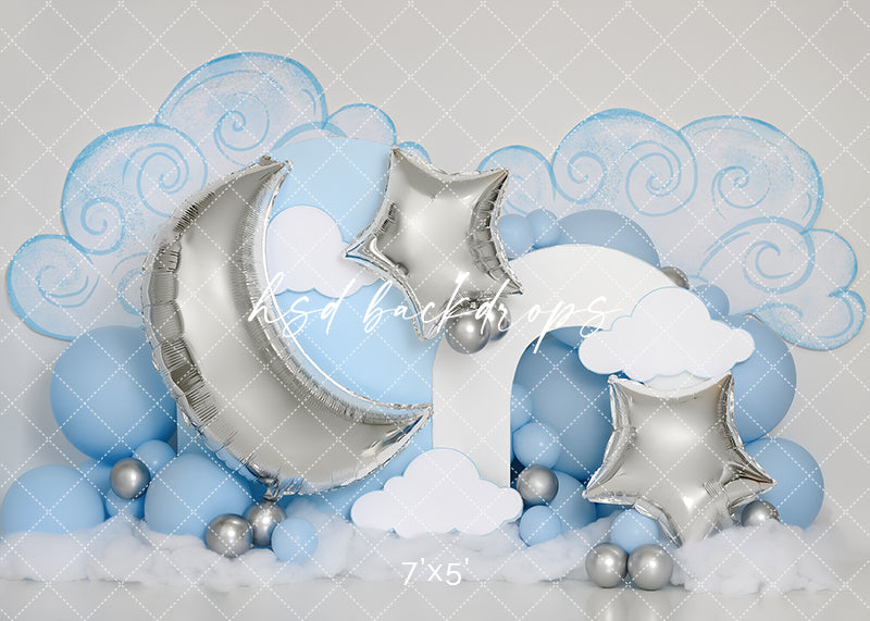 Moon and Stars Cake Smash Birthday Photoshoot Backdrop