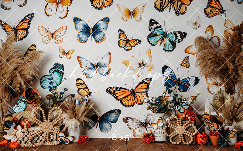 Blissful Butterfly Birthday Backdrop for Cake Smash Photos