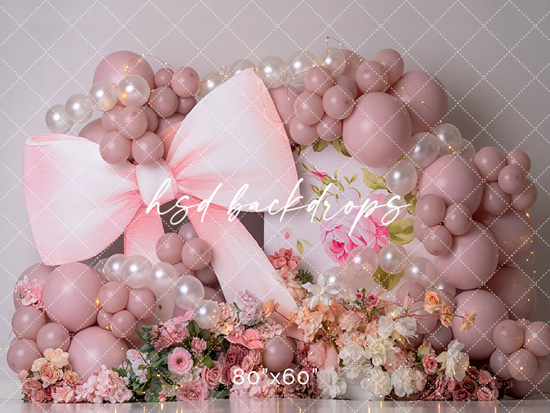 Large Pink Bow Cake Smash Birthday Photography Backdrop for Girls – HSD ...