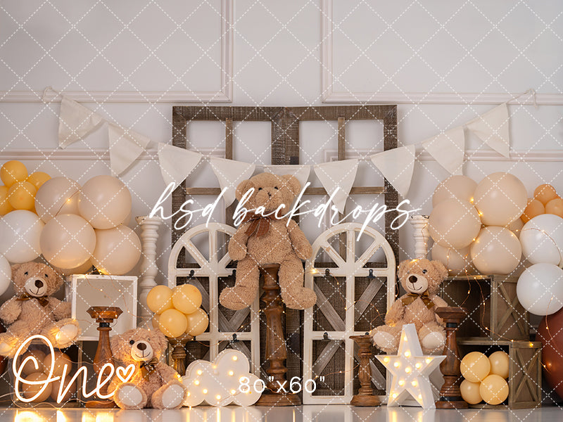 One Sweet Teddy Bear 1st Birthday Cake Smash Photography Backdrop – HSD ...