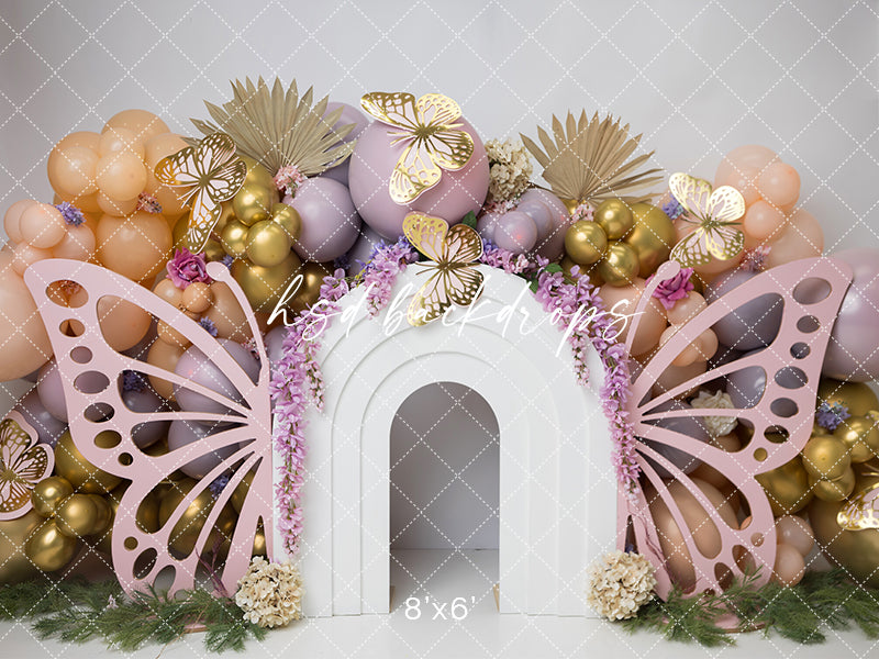 Enchanted butterfly Arch Birthday Cake Smash Backdrop for Photoshoot