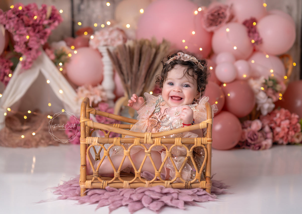 Girls Boho Cake Smash Photography Backdrops