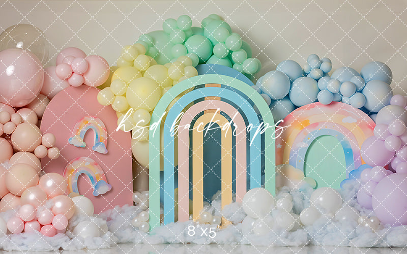 Pastel Rainbow Arch Birthday Cake Smash Photography Background