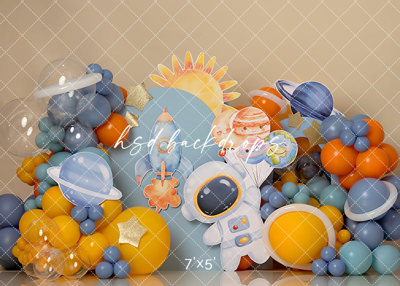 Astronaut First Trip to Space Birthday Cake Smash Photography Backdrop