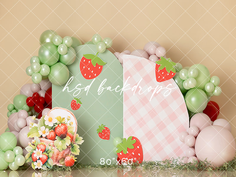 Berry First Birthday Strawberry Themed Cake Smash Backdrop for Photos ...
