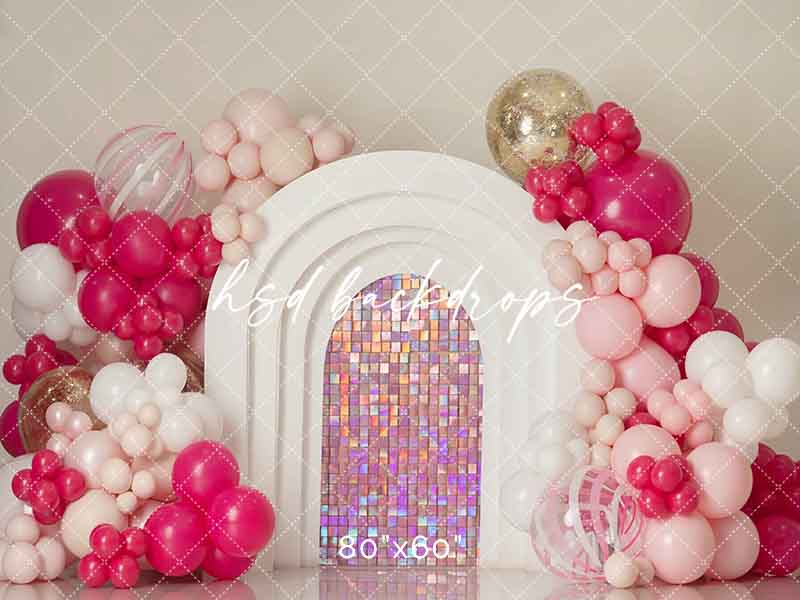 Pink Balloon Barbie Cake Smash Birthday Backdrop for Photos – HSD ...