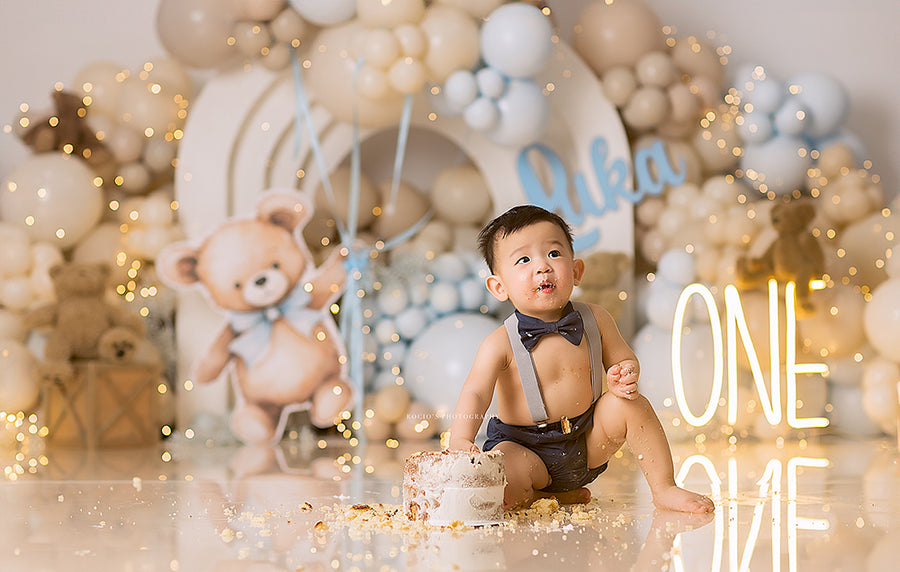 Teddy Bear Theme Backdrop for Birthday Cake Smash Photos – HSD ...