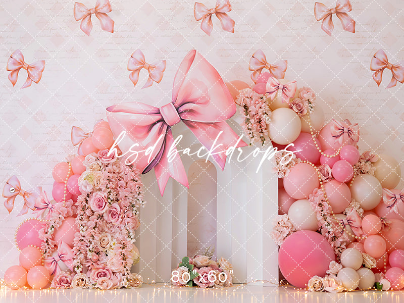 Pink Bow Cake Smash 1st Birthday Backdrop for Photography – HSD ...