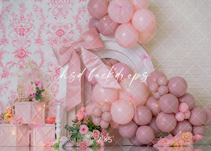 Little Coquette Pink Bow Cake Smash Girl Birthday Photo Backdrop – HSD ...