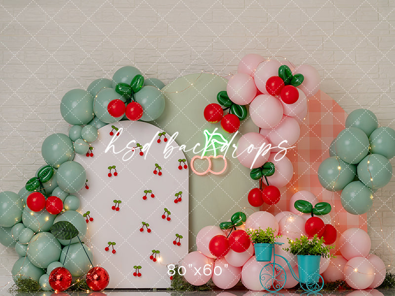 Cherry Theme Cake Smash 1st Birthday Photo Backdrop for Girls – HSD ...