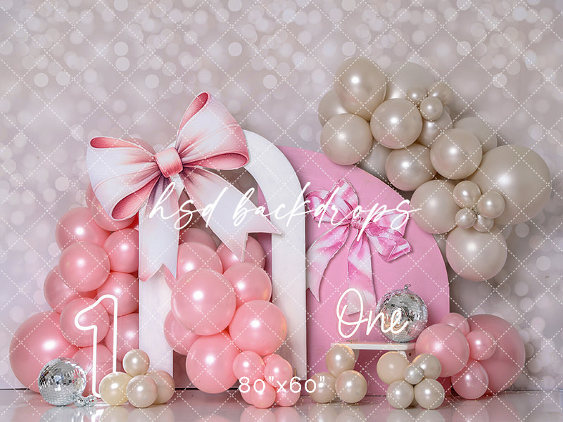 Pink Bow Birthday Cake Smash Backdrop for Photos – HSD Photography ...