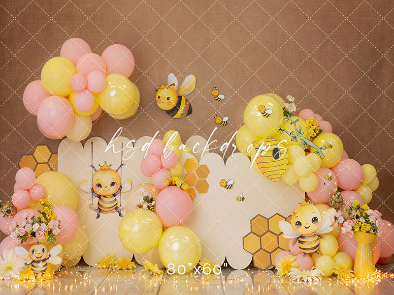 First Bee Day Birthday Cake Smash Girl Birthday Photo Backdrop – HSD ...