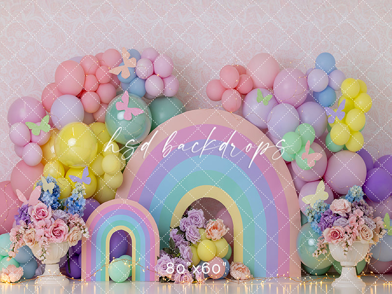 Pastel Rainbow 1st Birthday Cake Smash Photo Backdrop – HSD Photography ...