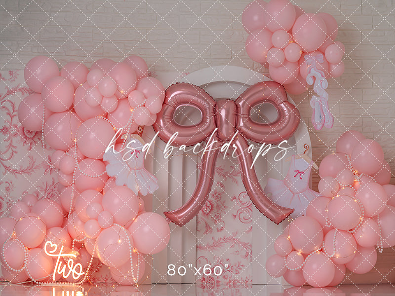 Two Cute Coquette Pink Bow Cake Smash 1st Birthday Photo Backdrop – HSD ...