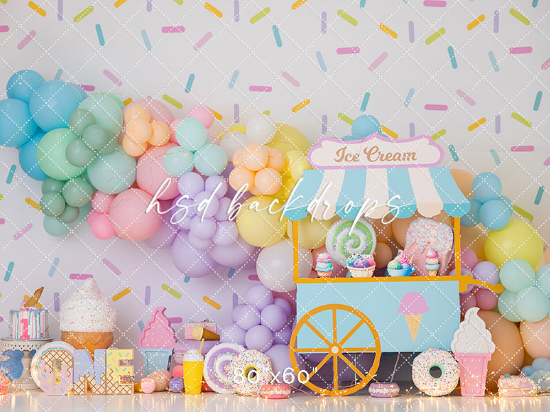 The Sweetest One Ice Cream Birthday Cake Smash Photo Backdrop Girl ...