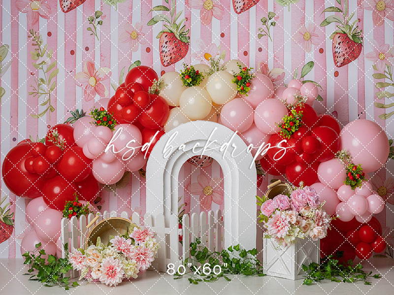 Strawberry Berry Sweet Birthday Backdrop for Cake Smash Photos – HSD ...
