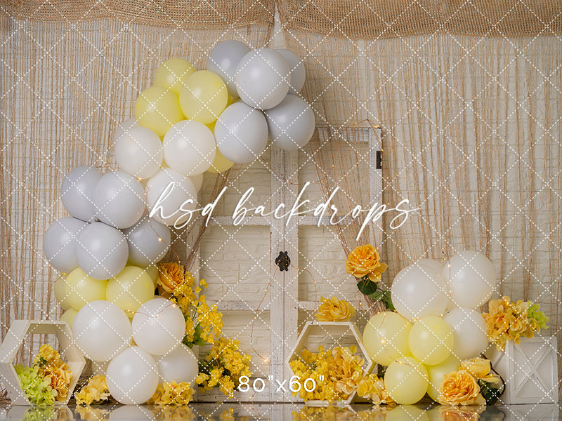 Yellow Blooms Birthday Cake Smash Photography Backdrop – HSD ...